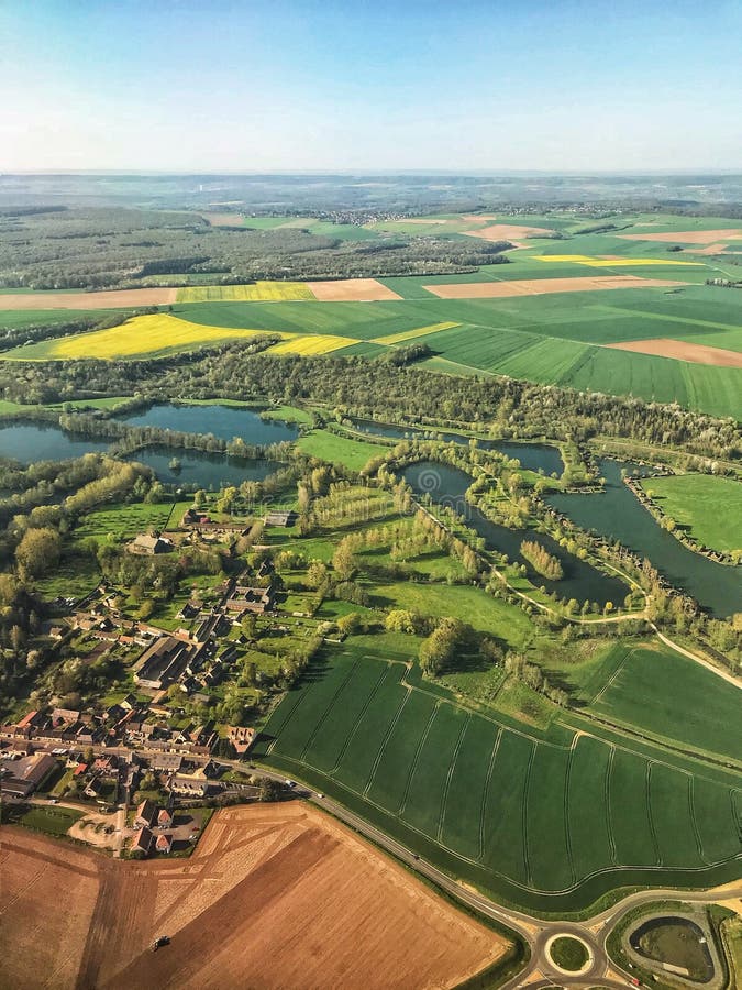 Airplane View Over the Rice Fields Stock Photo - Image of city ...