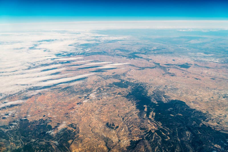 Airplane View of Earth Horizon Stock Photo - Image of curved, drone ...