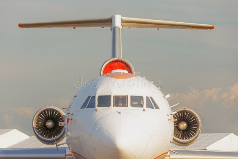 Two Engines at the Tail of a Passenger Aircraft Stock Photo - Image of ...