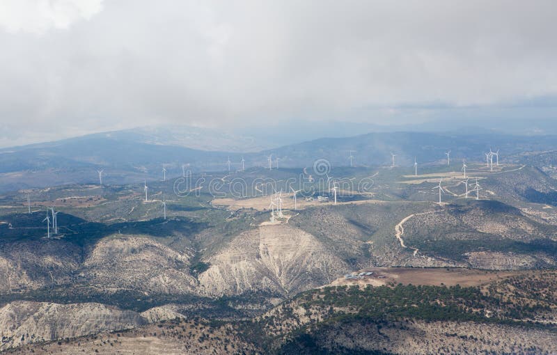 Airplane View on Wind Generators Stock Image - Image of electric ...