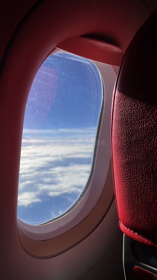 Airplane View, Airplane Window View, with Blue Sky and Clouds from ...