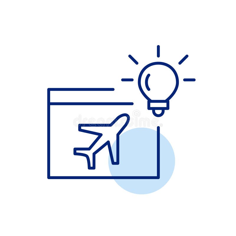 Airplane on Web Page and Light Bulb. Creativity and Technology in ...