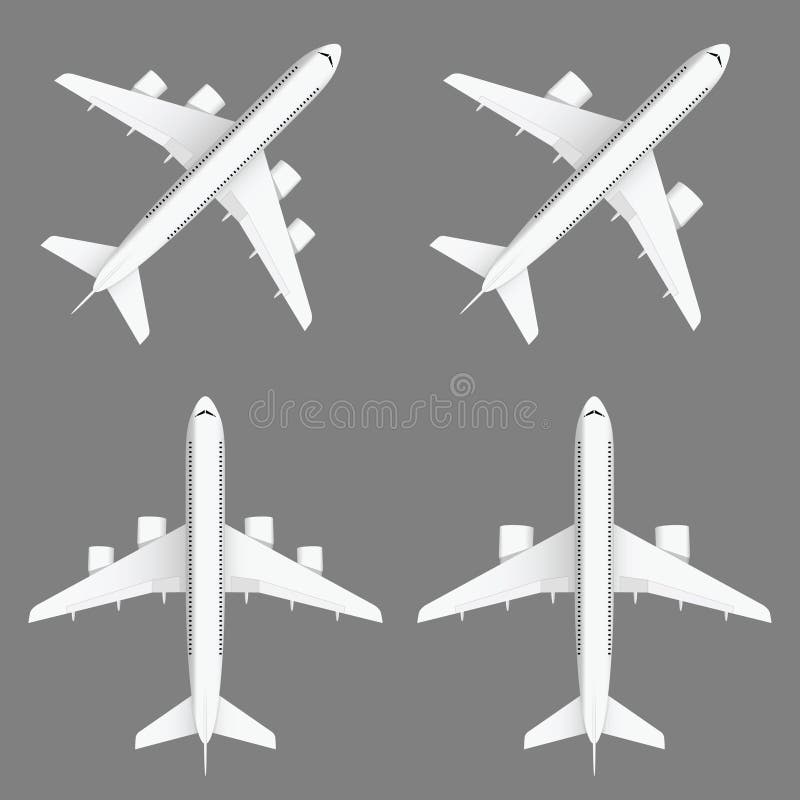 Airplane in White Color Flight Set Illustration on Grey Background ...