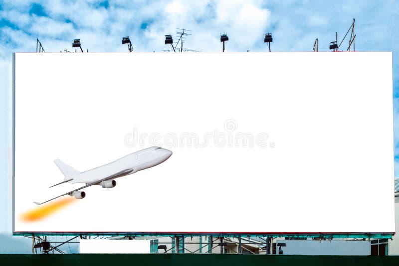 Airplane with White Large Billboard Advertise Stock Photo - Image of ...