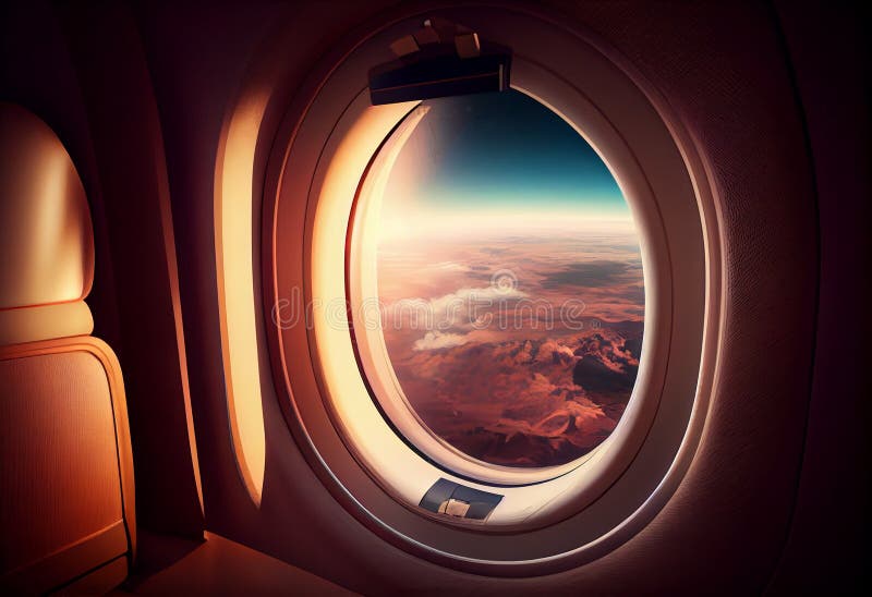 Airplane Window Seat Travel Background Stock Illustration ...
