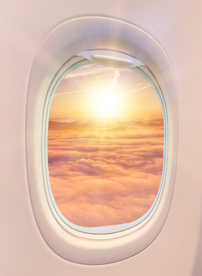 Airplane Window View Inside an Aircraft. Stock Image - Image of ...