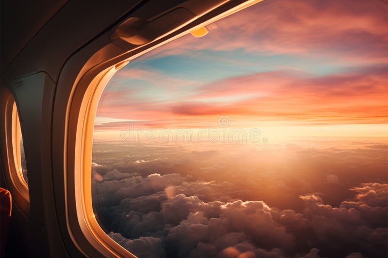 Airplane Window View Sunset Stock Illustrations – 3,466 Airplane Window ...