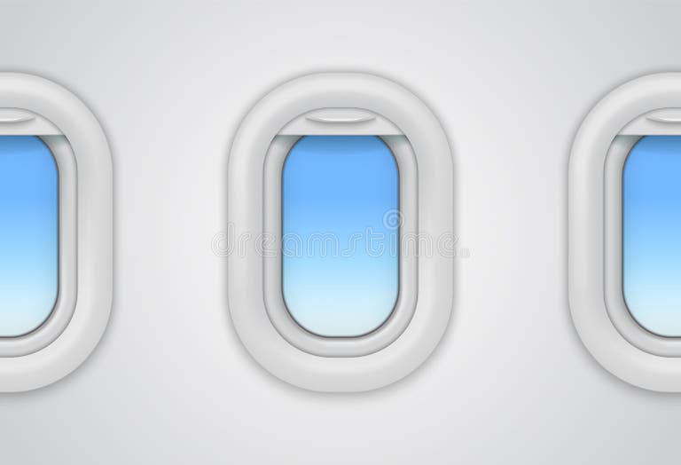 Airplane Windows. Realistic Vector Aircraft Illuminator Ilustração do ...