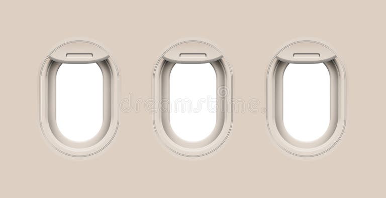 Airplane Windows, View from Inside Cabin with Beige Sidewall Stock ...