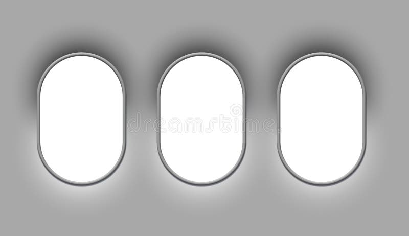 Airplane Windows, View from Inside Cabin with Grey Sidewall Stock Photo ...