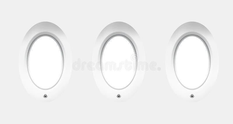 Airplane Windows, View from Inside Cabin with White Sidewall Stock ...