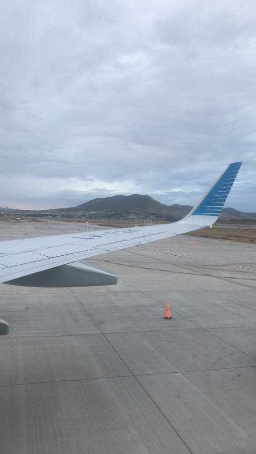 Airplane Wing in the Airport Stock Photo - Image of departure ...