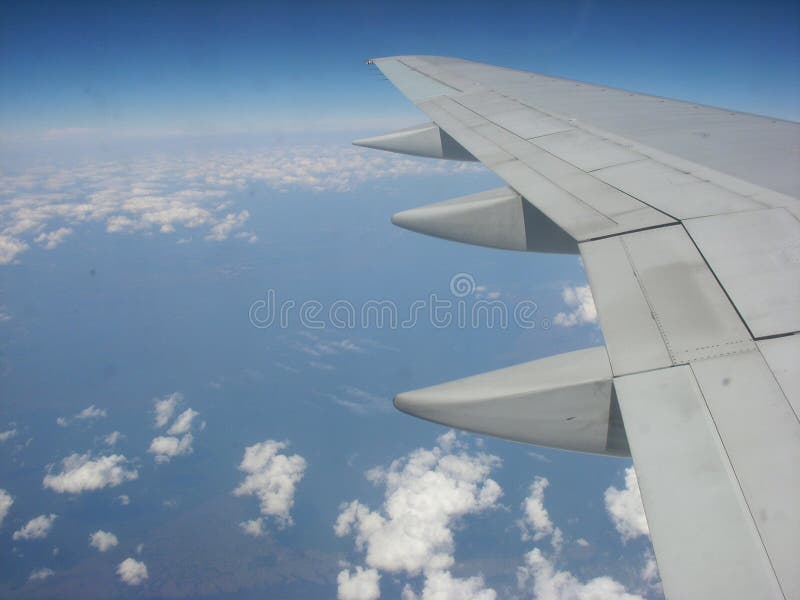 Airplane Wing in the Atmosphere Stock Image - Image of transportation ...