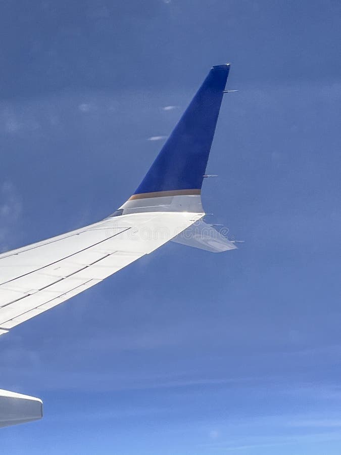 Airplane Wing on a Blue Sky. Plane Travel Stock Image - Image of space ...