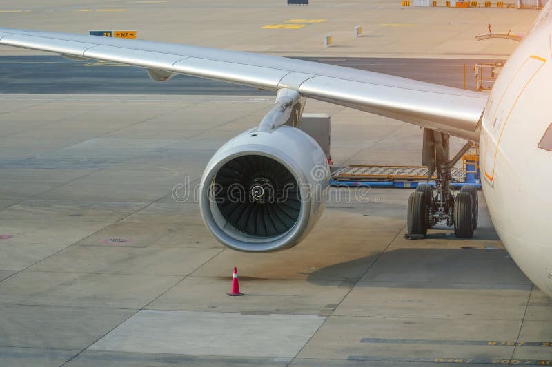 Airplane Service Crew Repairing Plane in Hangar Stock Image - Image of ...
