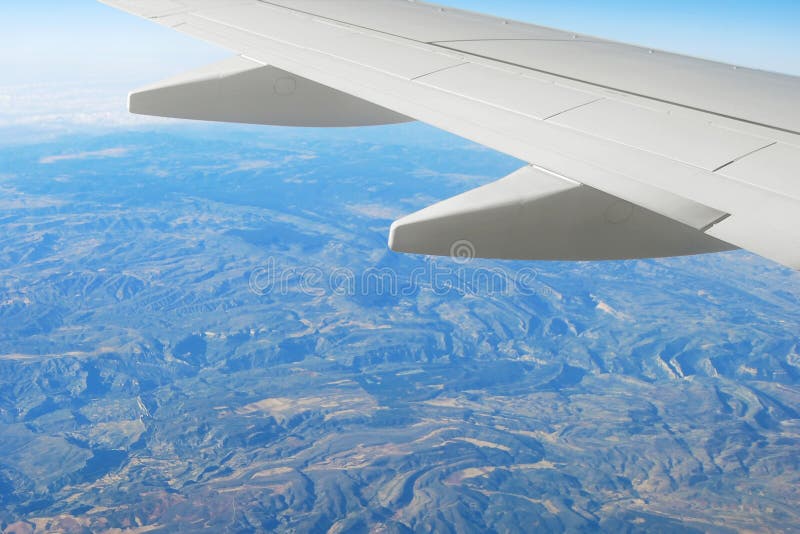 Airplane Wing and Landscape Stock Image - Image of wing, travel: 16556061