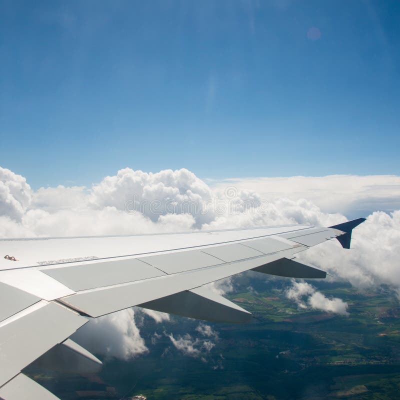 Airplane wing out stock photo. Image of business, altitude - 41913686