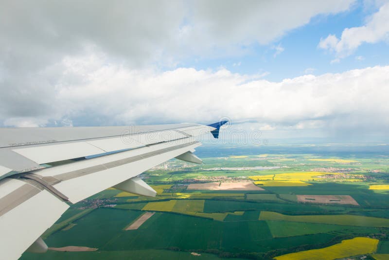 Airplane wing out stock photo. Image of aeroplane, space - 42387958