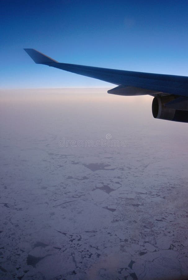 Airplane wing and sea ice stock photo. Image of landscape - 38219508