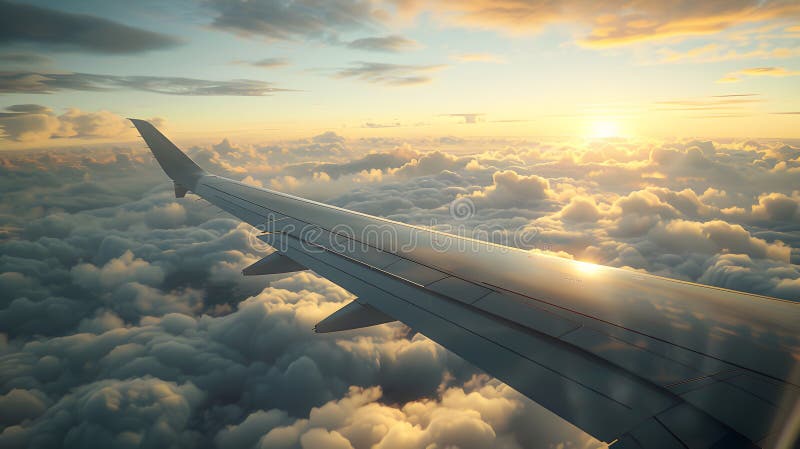 Airplane Wing Soaring in Sky. Generative by AI Stock Illustration ...