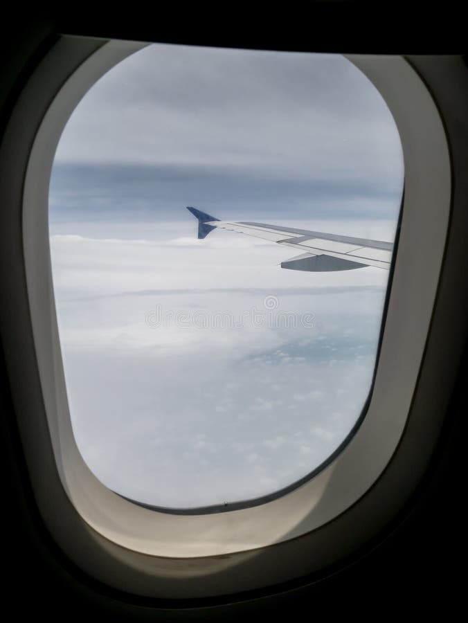 Airplane Wing, View From Airplane Window. Stock Photo - Image of flight ...