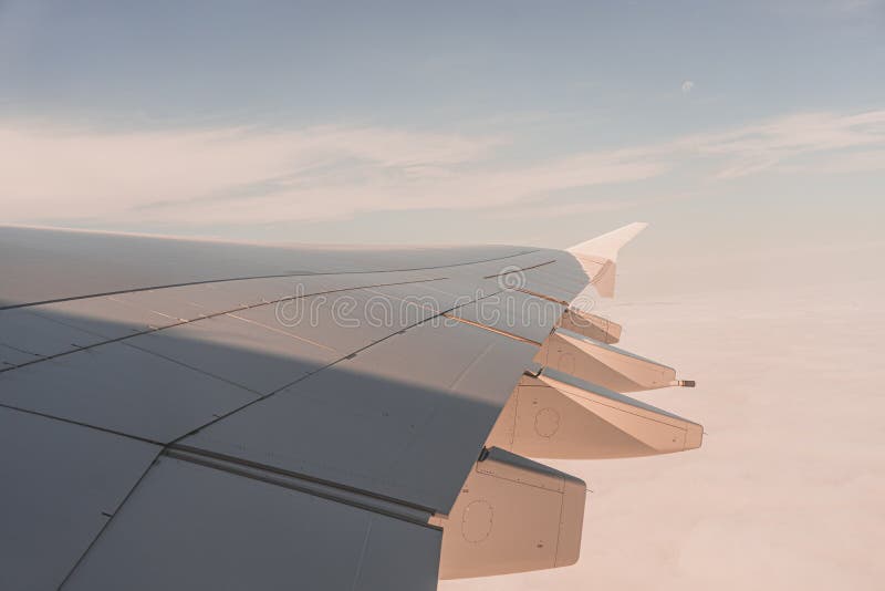 Airplane Wing through the Airplane Window Stock Image - Image of ...