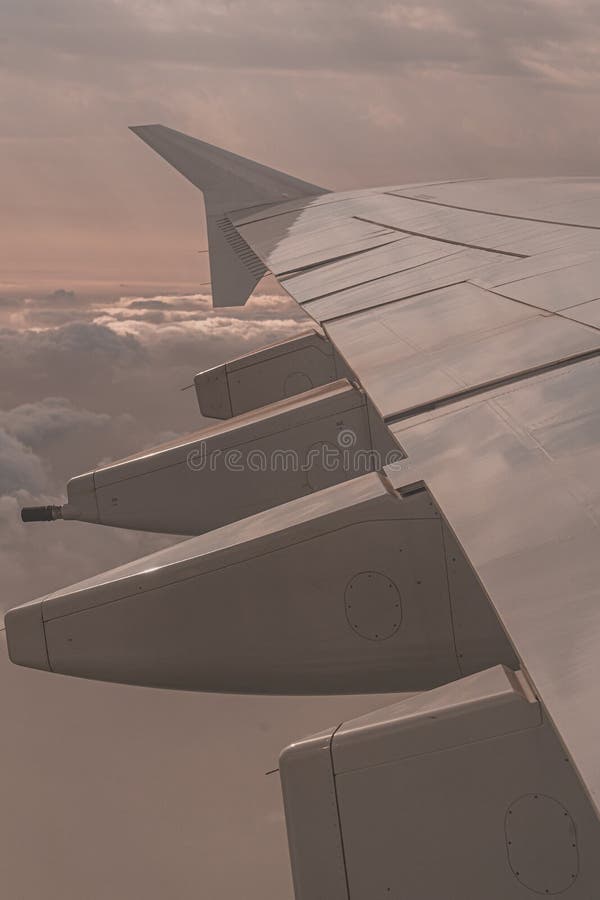 Airplane Wing through the Airplane Window Stock Photo - Image of ...