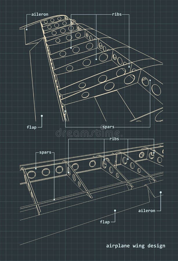 Airplane wings blueprint stock vector. Illustration of sketch - 169202848