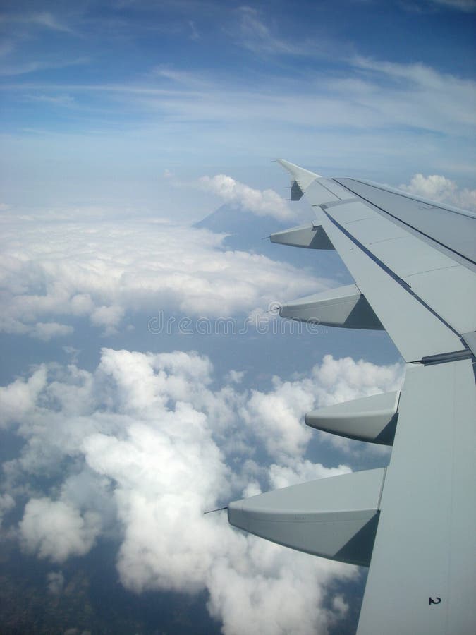 Airplane Wings with Cloud and Sky Background Stock Photo - Image of ...