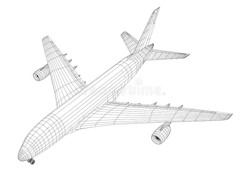Airplane in Wire-frame Style Stock Vector - Illustration of design ...