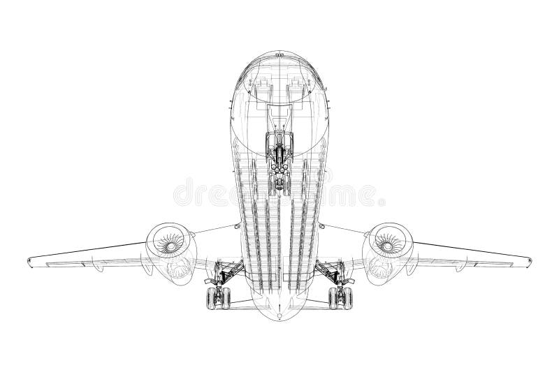 Airplane in Wire-frame Style. Vector Stock Vector - Illustration of ...