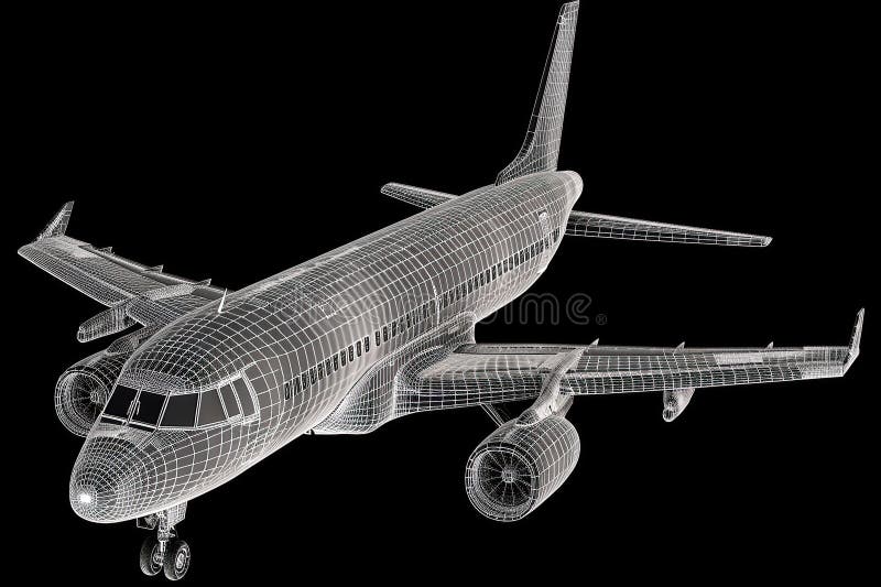 Airplane Wire Model Created by Generative AI Stock Illustration ...