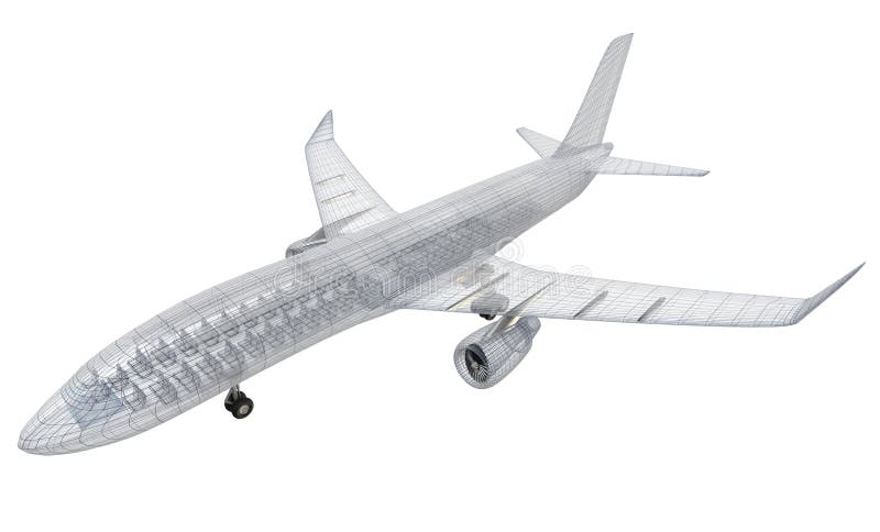 Airplane Wire Model , Isolated on White. Stock Illustration ...