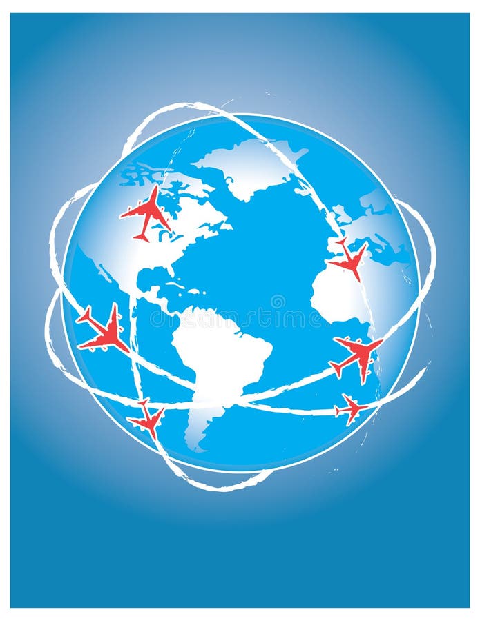 World Travel with Map and Air Planes Stock Vector - Illustration of ...