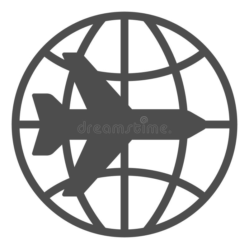 Airplane on World Globe Solid Icon, Avia Shipping Concept. Vector ...