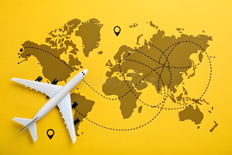 Airplane and World Map. Passenger Air Transportation Stock Illustration ...