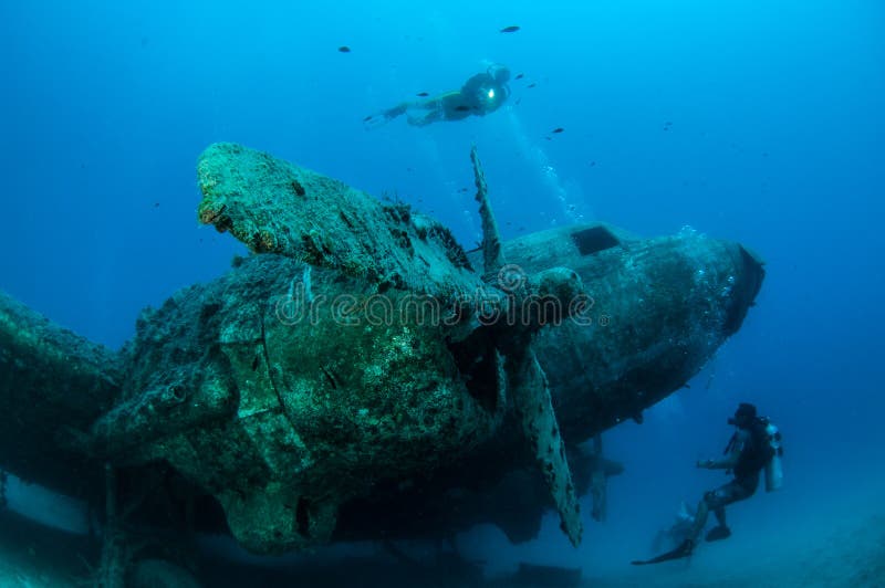 Airplane Wreck Diving stock photo. Image of diving, shows - 59809900