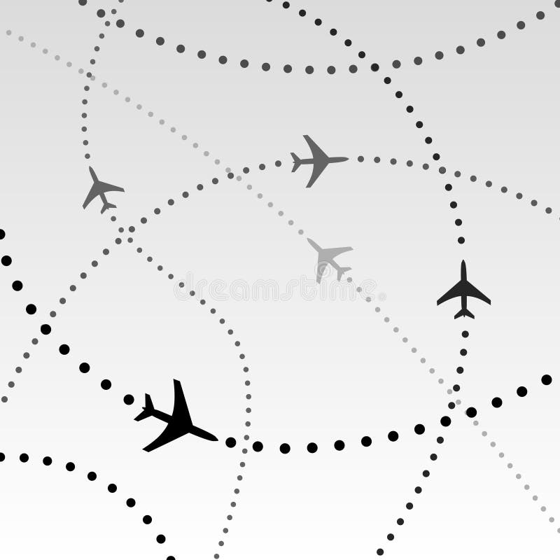 Airplanes Airlines Flight Paths in Sky Stock Vector - Illustration of ...