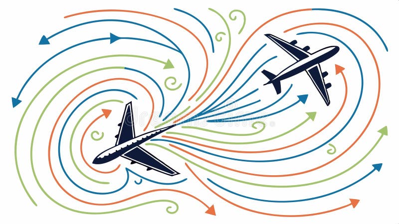 Airplanes Circling, Dynamic Flight Path Vector Design Generative AI ...