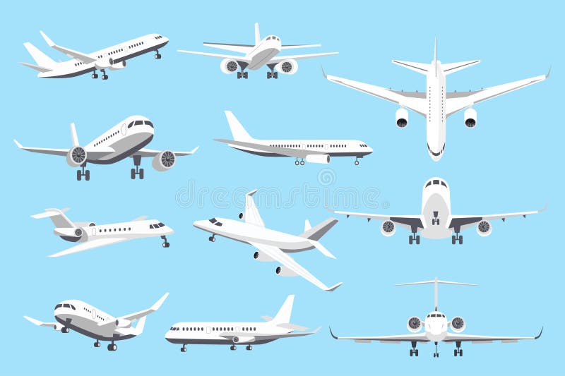 Airplanes in Different Angles Stock Illustration - Illustration of sign ...