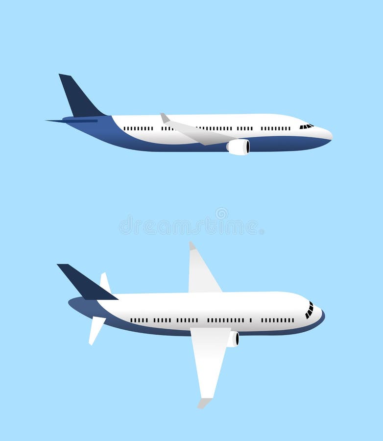 Airplanes Isolated Side View Set Stock Vector - Illustration of tourism ...