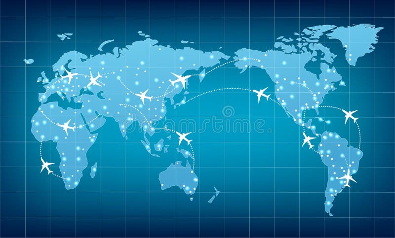 Airplanes Over the World Map Stock Vector - Illustration of cargo ...