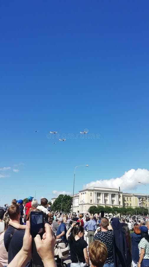 Airplanes in the Sky in the Parade of the Navy Editorial Stock Photo ...