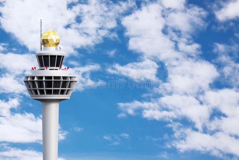 Airport Air Traffic Control Tower Building. 3d Rendering Stock ...