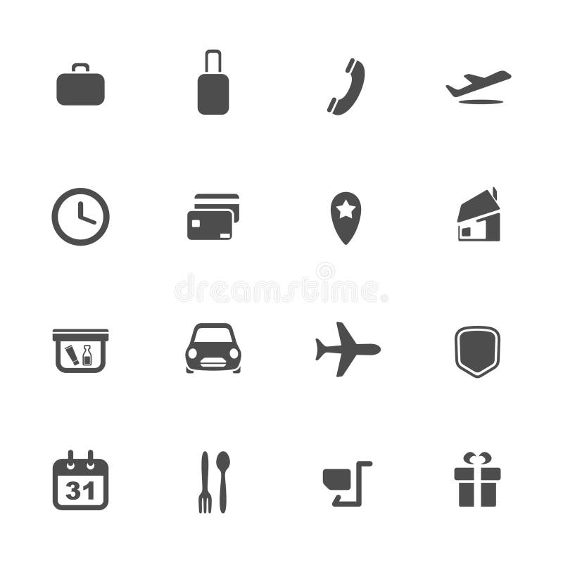 Airport and Airlines Services Icons Set Stock Illustration ...