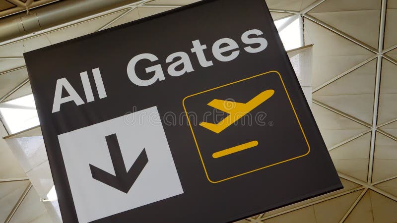 All Gates Sign at the Airport Terminal Stock Video - Video of sign ...