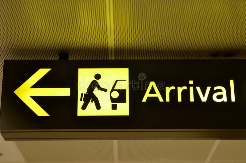 Airport arrival sign stock photo. Image of ceiling, passenger - 117621894