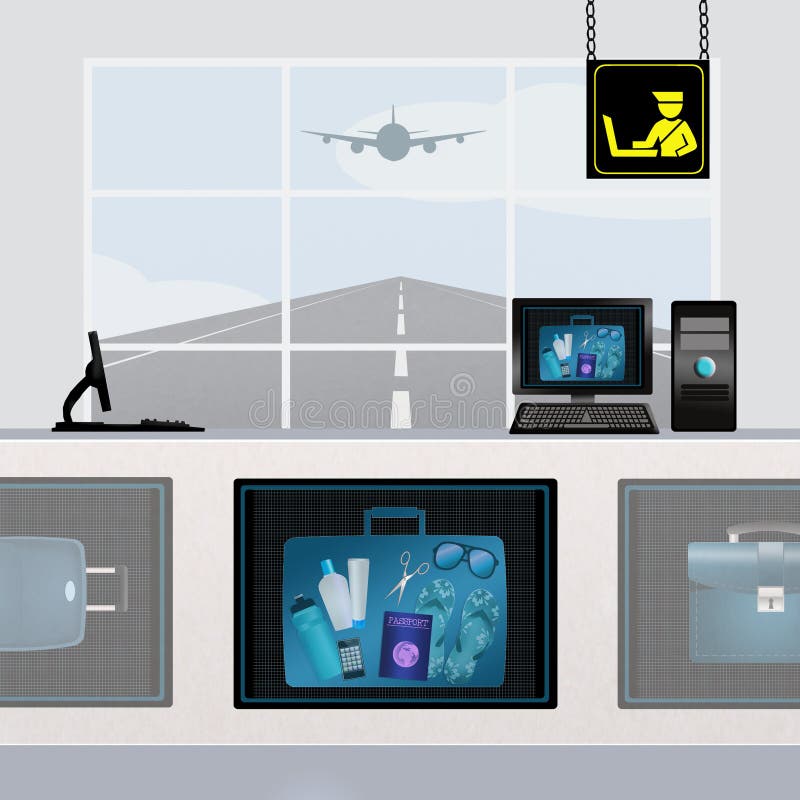 Airport baggage scanner stock illustration. Illustration of luggage ...