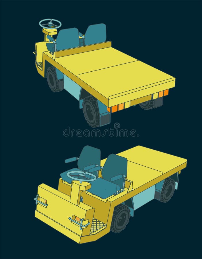 Airport Baggage Towing Tractor Blueprints Stock Vector - Illustration ...