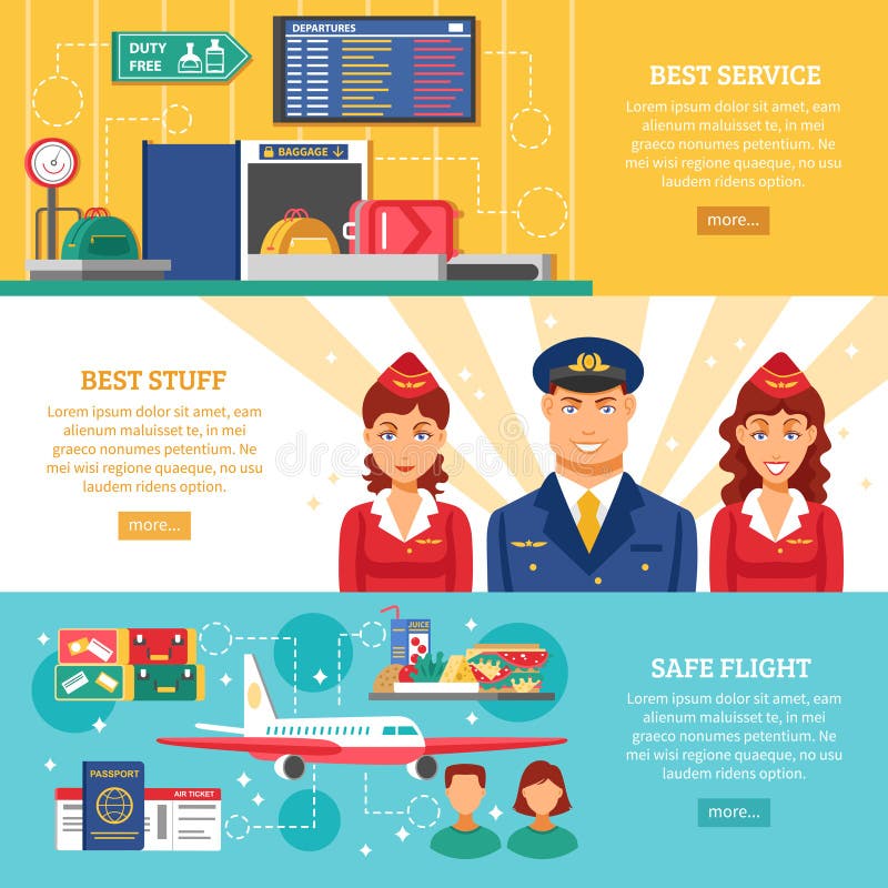 Airport Banner Set stock vector. Illustration of pilot - 73288317